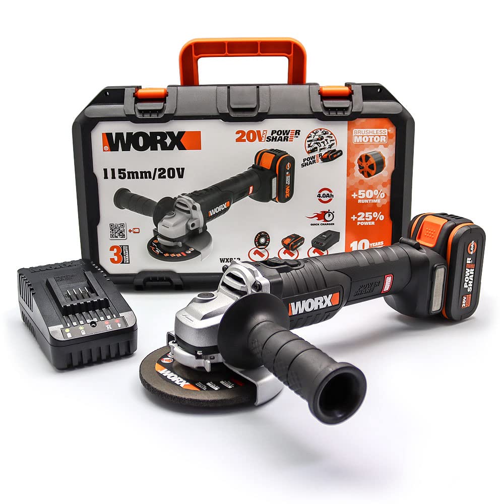 Worx WX813 - Smerigliatrice angolare con 1 batteria 20V-4.0Ah ø 115mm, senza spazzole | Leroy Merlin