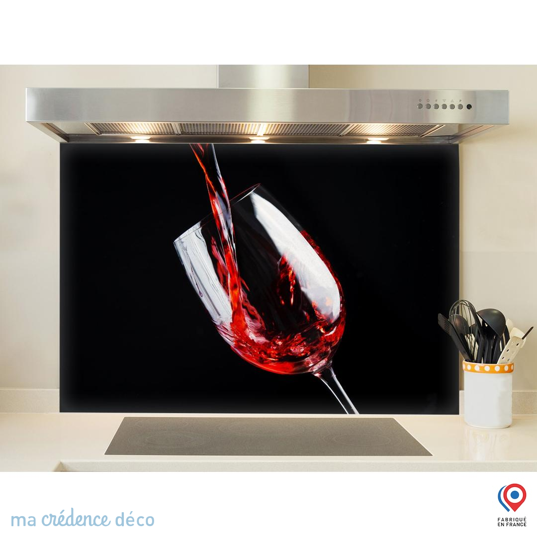 Crédence cuisine fond de hotte Verre de vin rouge - Verre trempé - L 80 ...