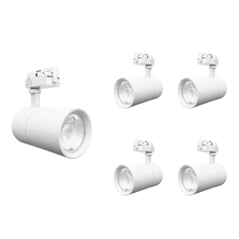 Spot LED sur Rail 30W 80° Compact Monophasé BLANC (Pack de 5) - Blanc ...
