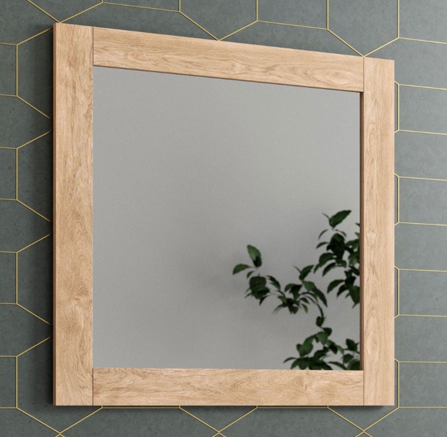 Espejo de Baño Rectangular Base de Madera | 60cm X 80cm Roble natural ...