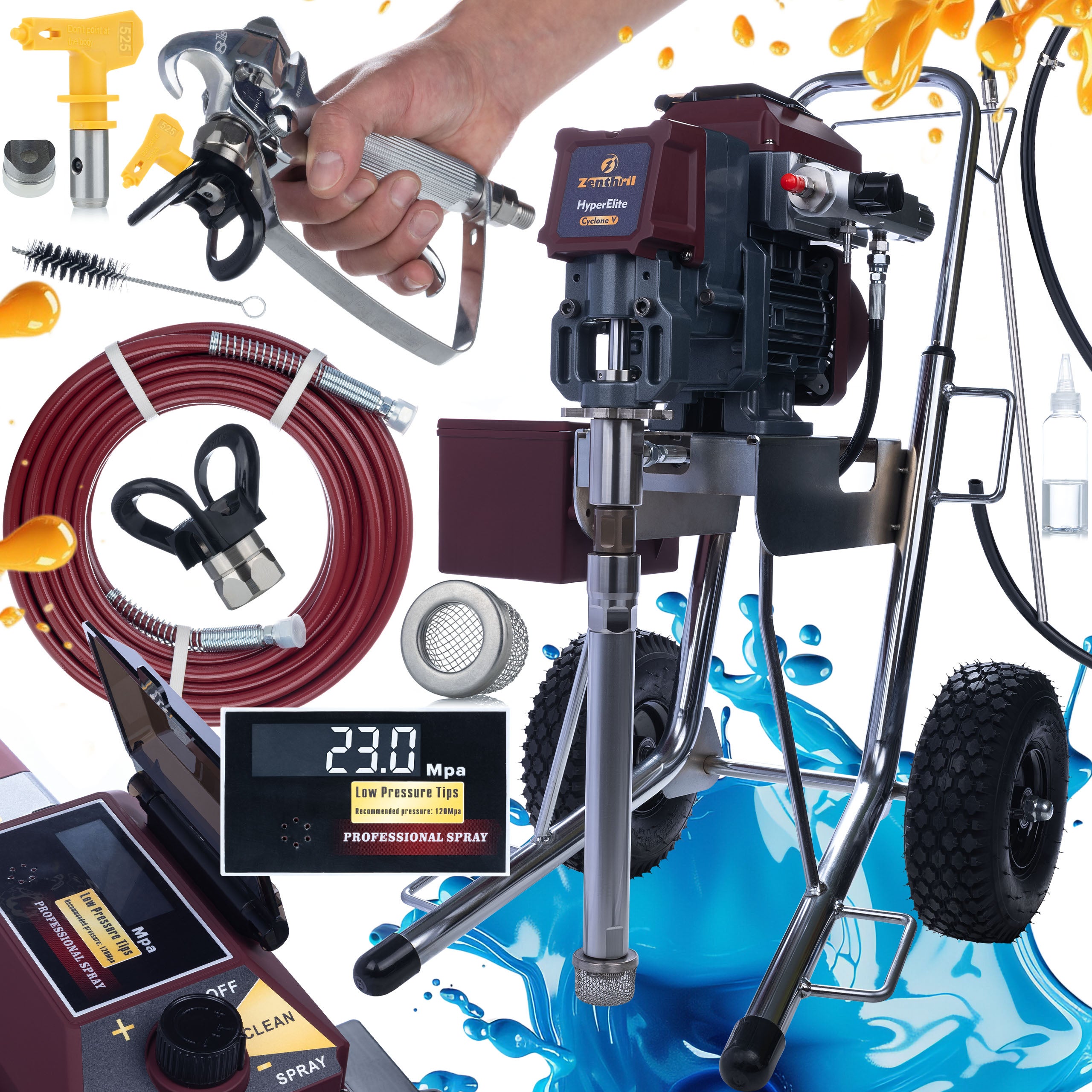 Pulvérisateur Airless Cyclone V – 2500W 25MPa 3,5L/min | HyperElite ...