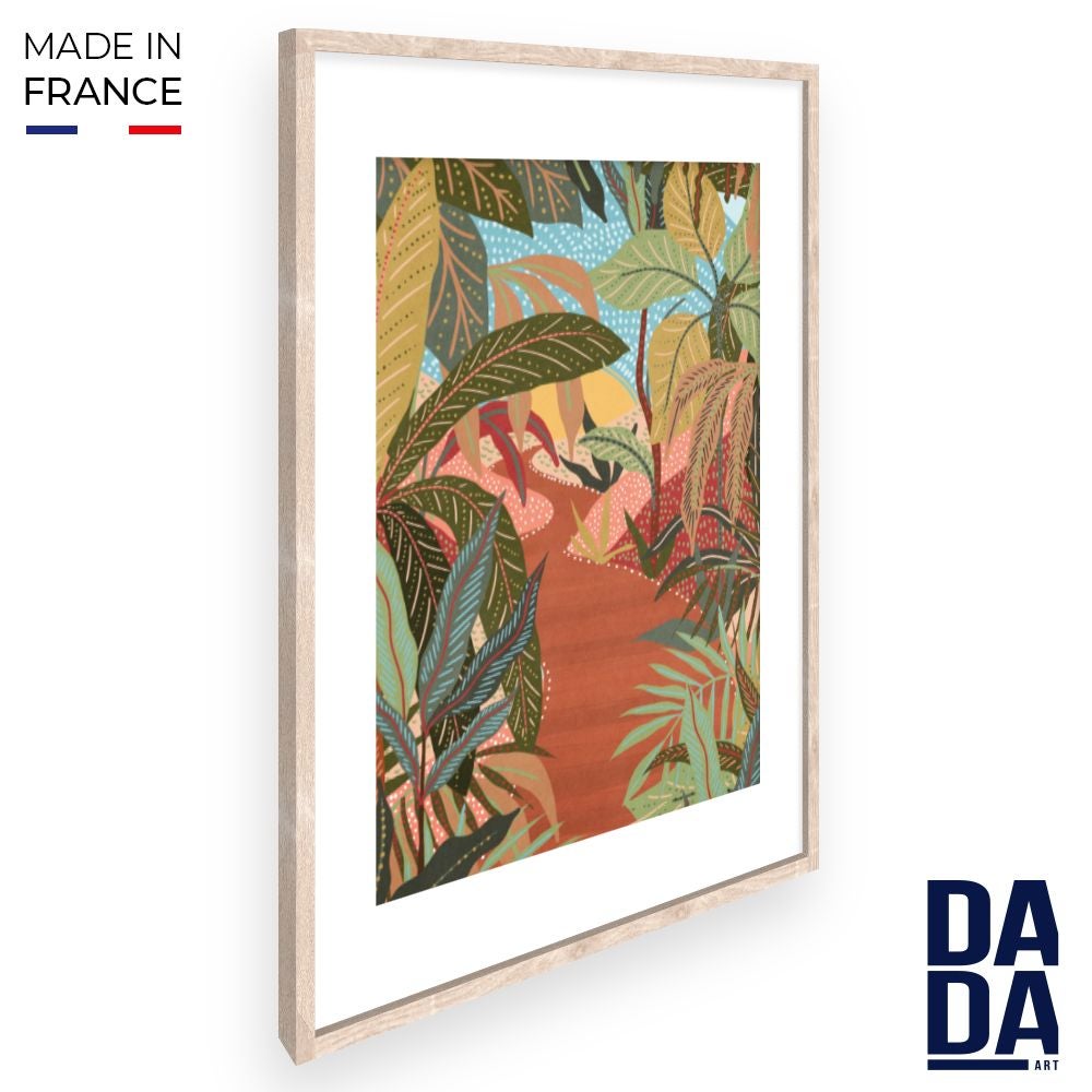 Image encadrée avec cadre CHÊNE / 40x50cm / Jungle exotique / Créé et ...