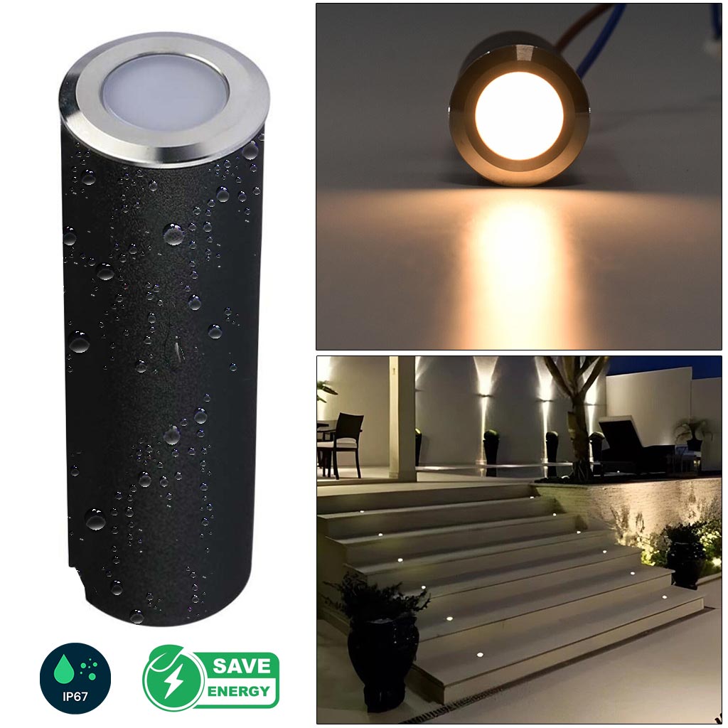 Mini projecteur LED pour balisage, IP67, encastré à pied, mur rond ...