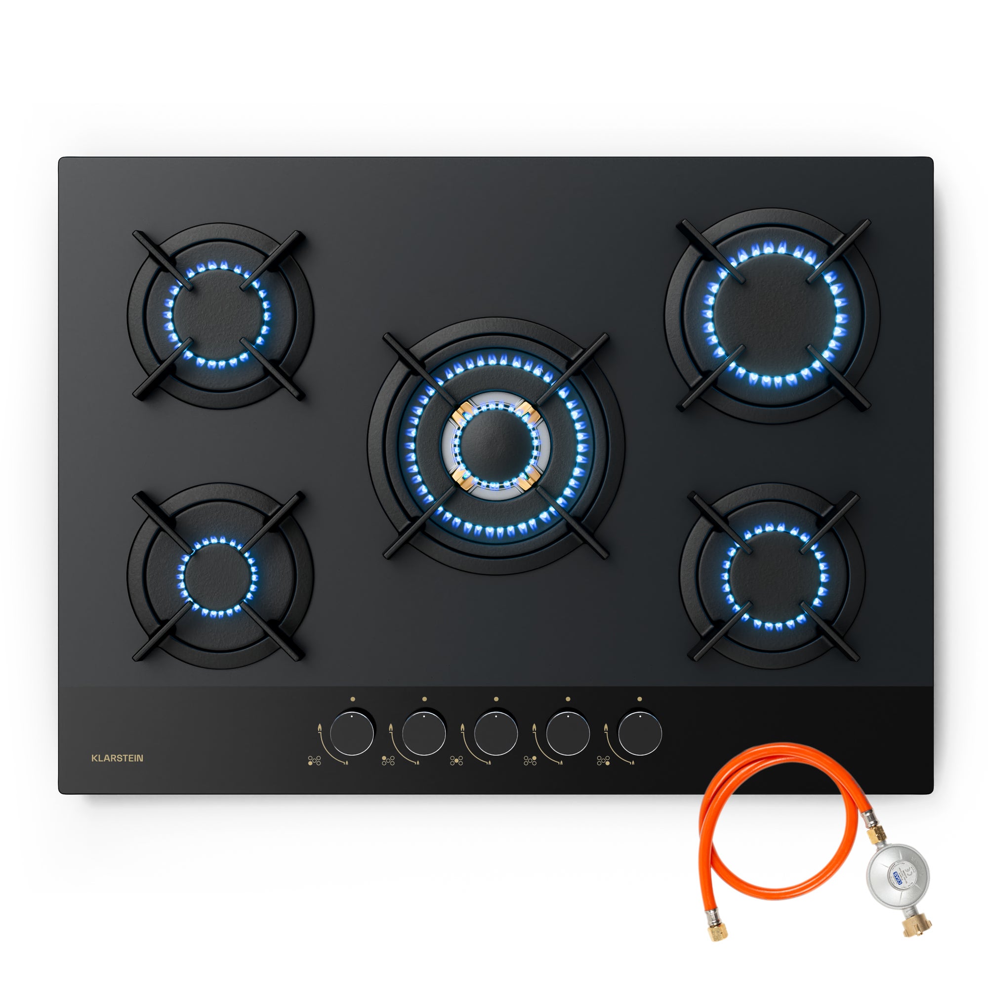 Klarstein Goldflame Nano Plaque de cuisson à gaz 5 brûleurs en laiton 8 ...