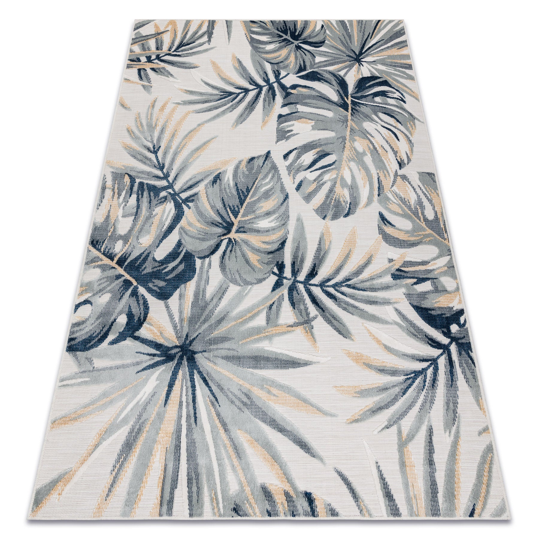 Alfombra Estructural BOTANIC 65265 Hojas de monstera tejido plano en el ...