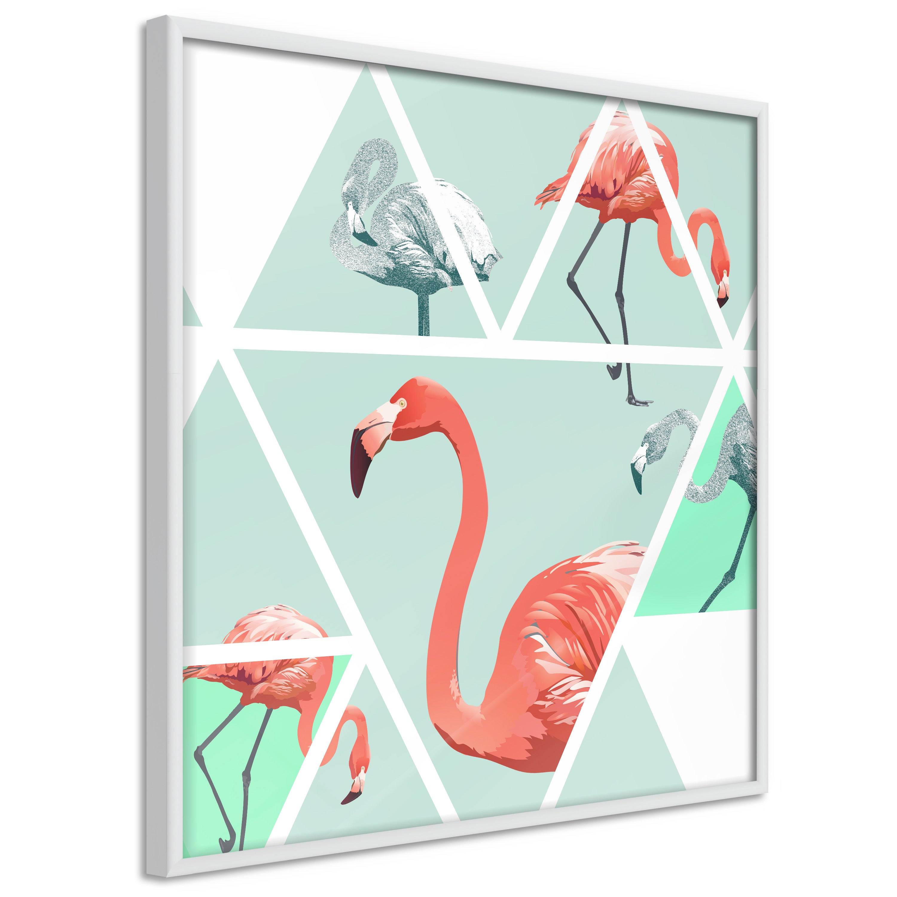 Poster et affiche - Tropical Mosaic with Flamingos (Square) - 50x50 ...