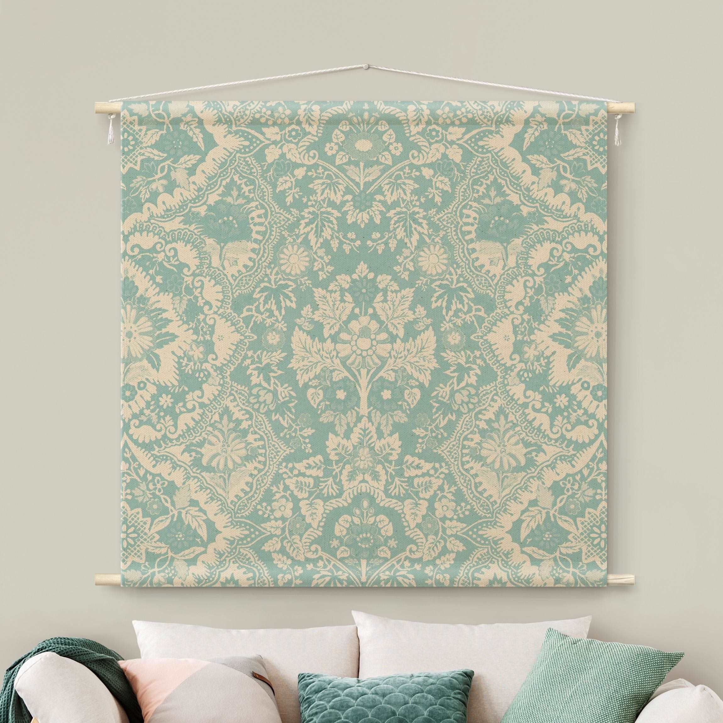 Tenture murale - Papier peint baroque shabby en azur II 145 x 145 cm ...