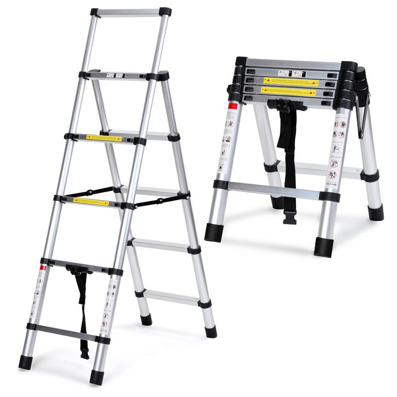 Escalera telescópica articulada 2,0+2,3m, escalera de tijera plegable ...