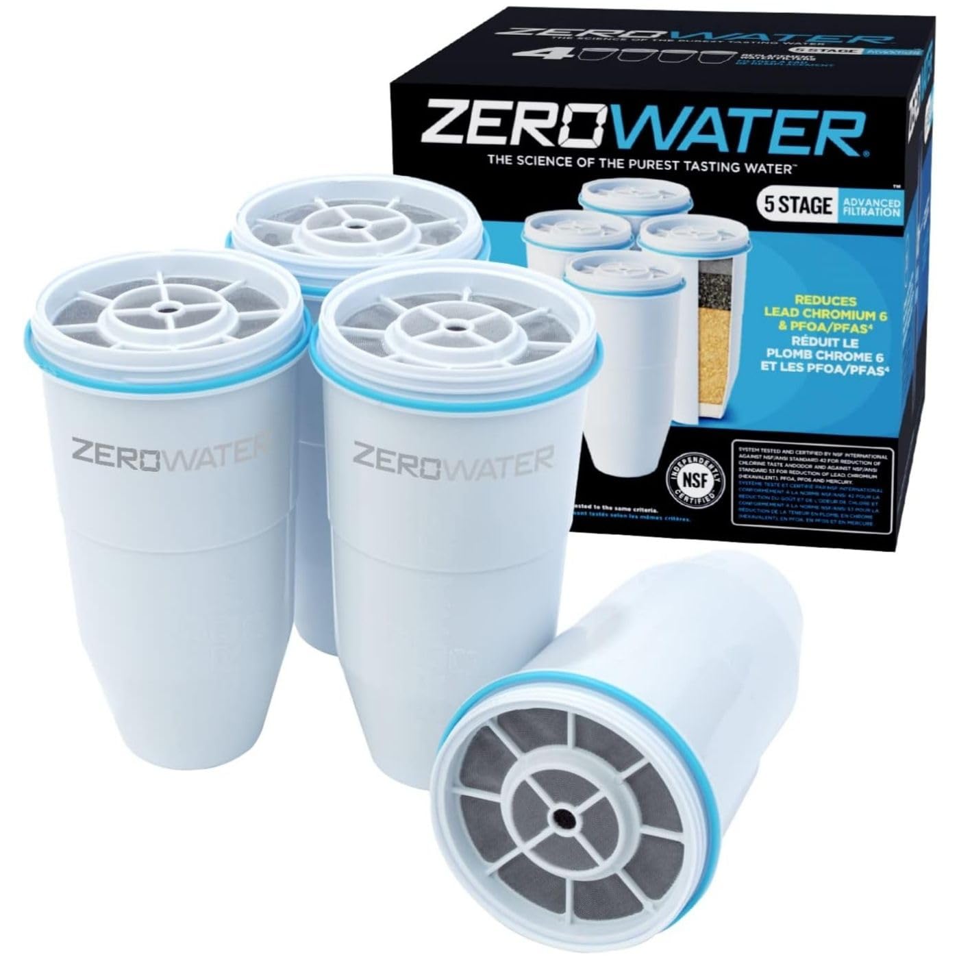 ZeroWater Filtri Caraffa Acqua a 5 Fasi, Filtri Caraffa Filtrante con ...