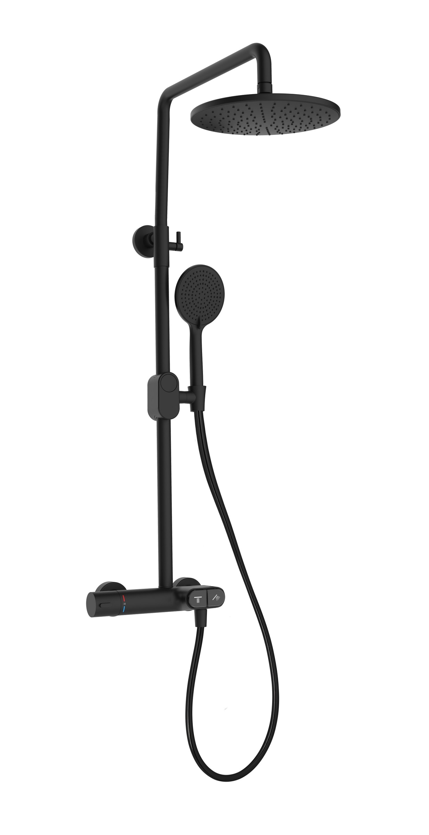 Colonne de Douche noire avec Mitigeur Thermostatique avec Boutons ...