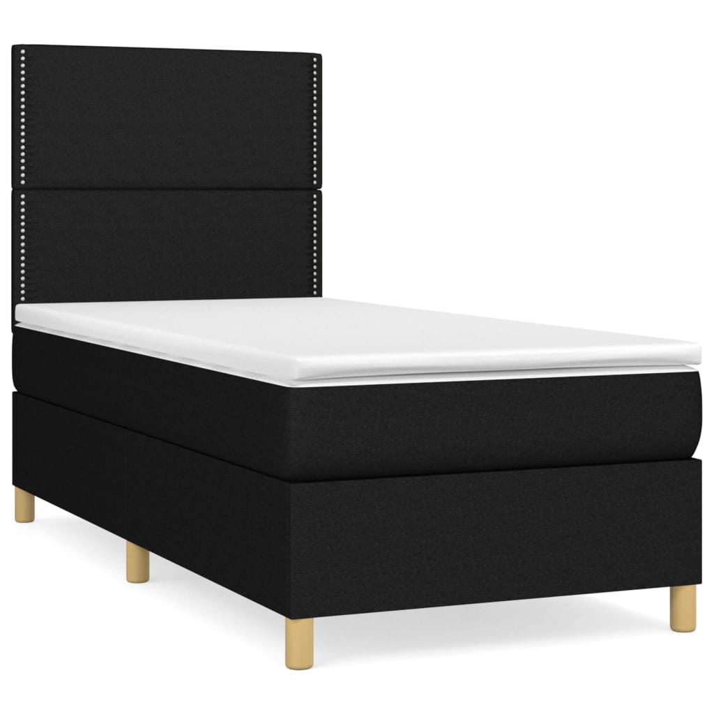 Cama box spring con colchón tela negro 90x200 cm | Leroy Merlin