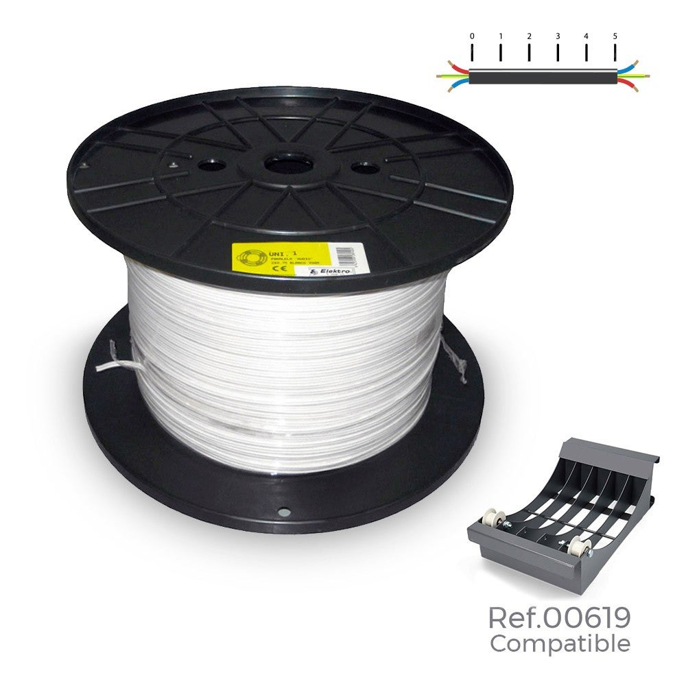 Carrete cable manguera plana blanca 2x1mm 500m audio bobina grande ...