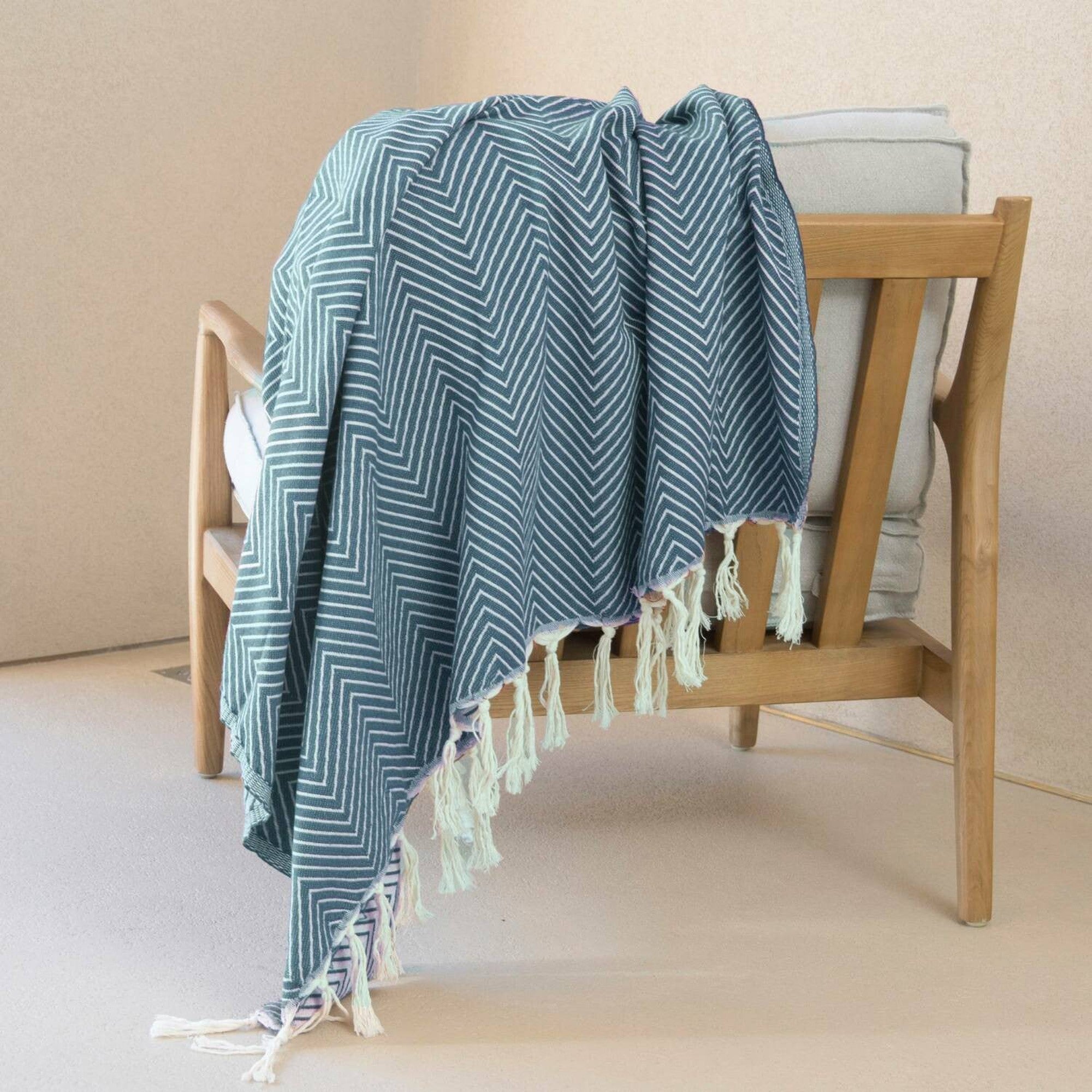 Plaid 130x170 coton bleu pétrole | Leroy Merlin