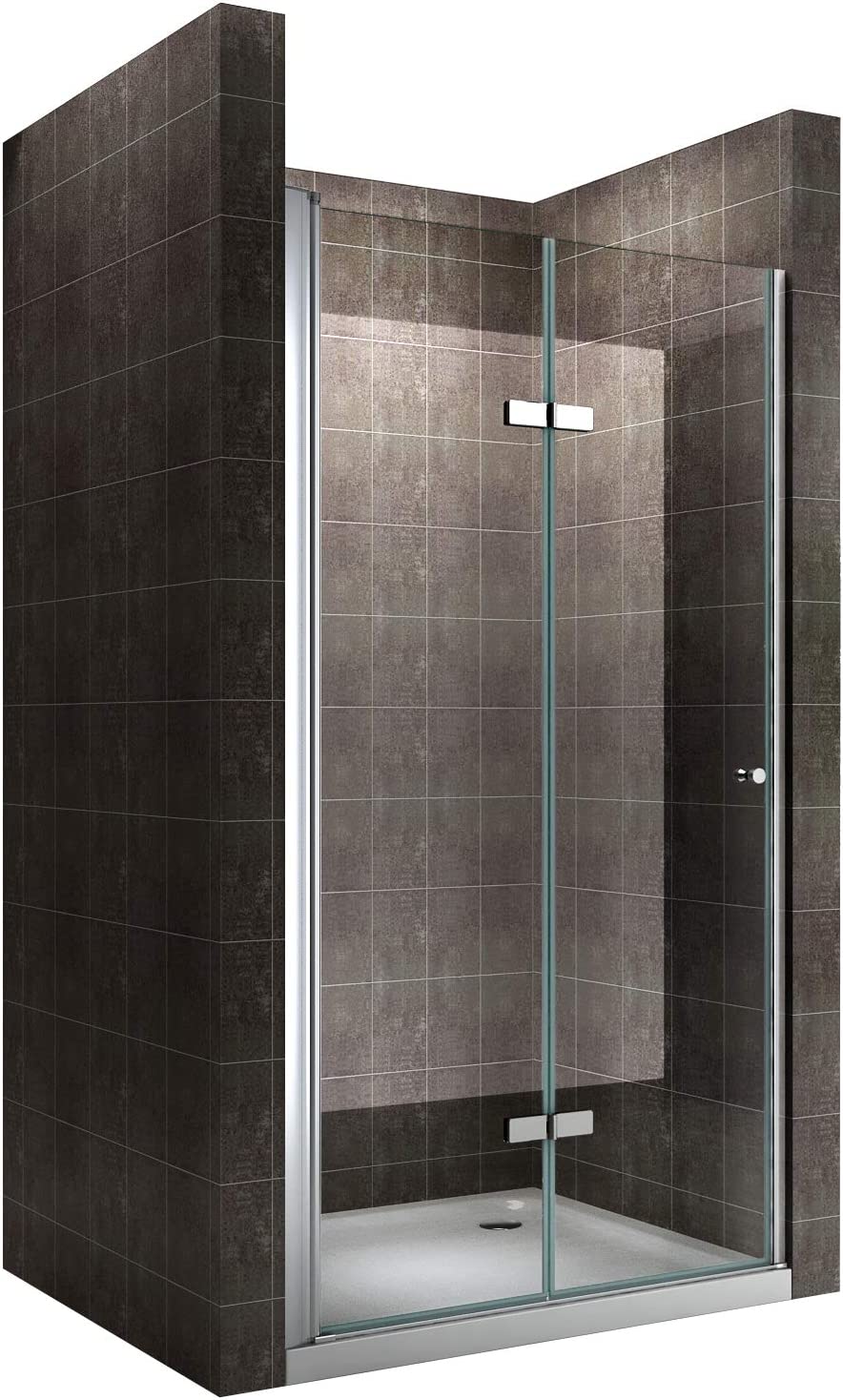 Porte de douche pliante 100x195 cm verre transparent - ajustable 100 à ...