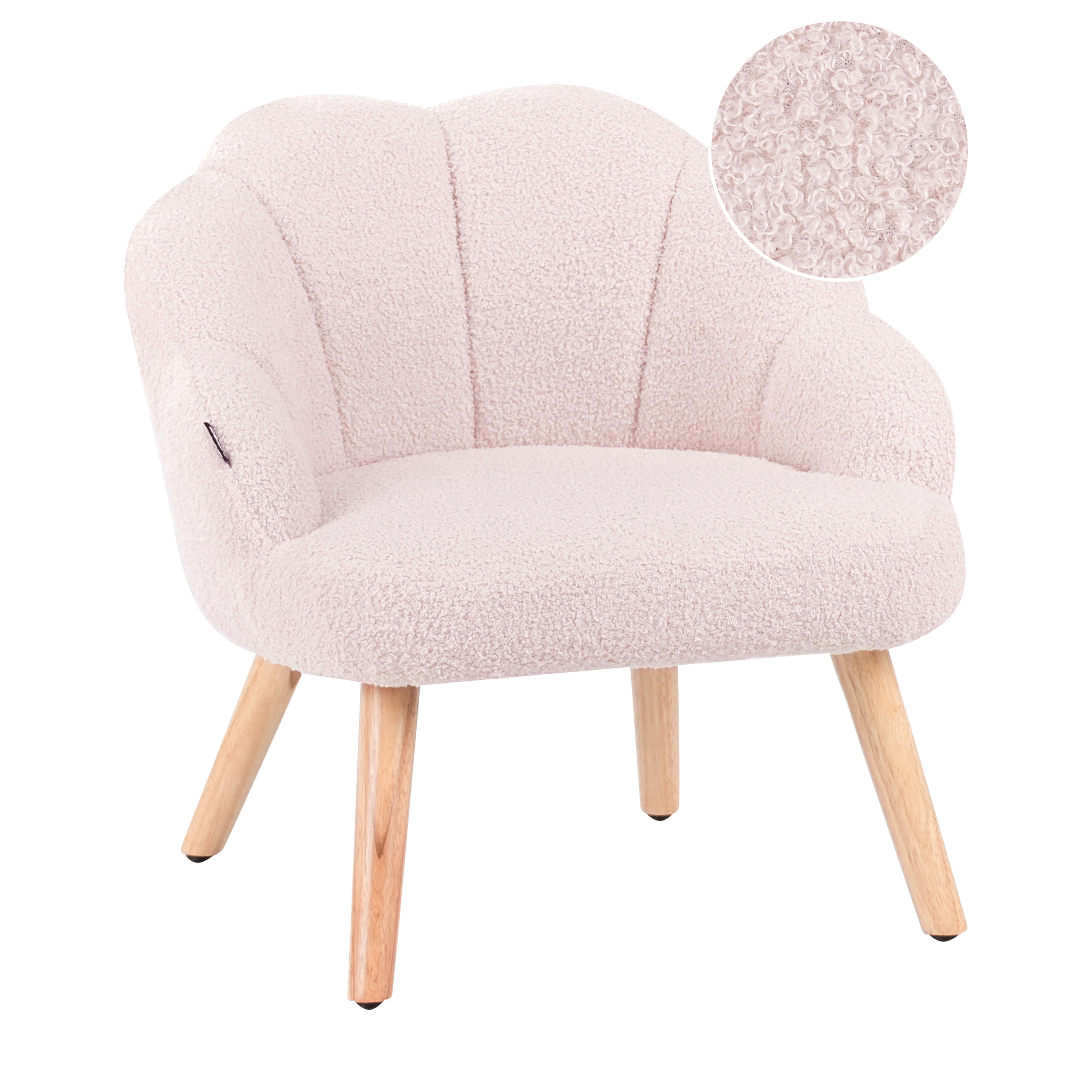 Poltrona per bambini bouclé rosa pastello MILAND | Leroy Merlin
