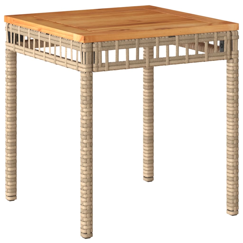 Table de jardin en rotin PE bois d'acacia beige mix 38x38x42 cm | Leroy ...