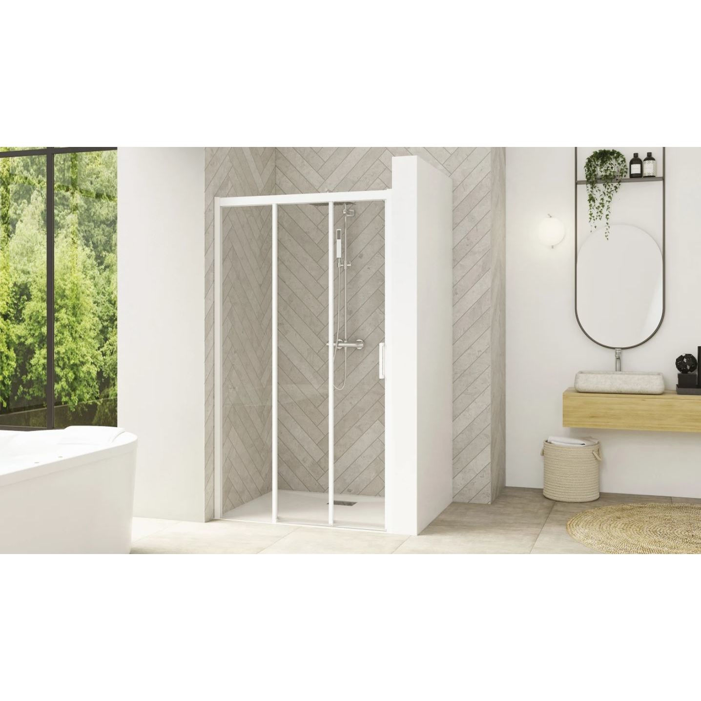 Paroi de douche SMART DESIGN 3V avec 3 volets 2 coulissants 120cm ...