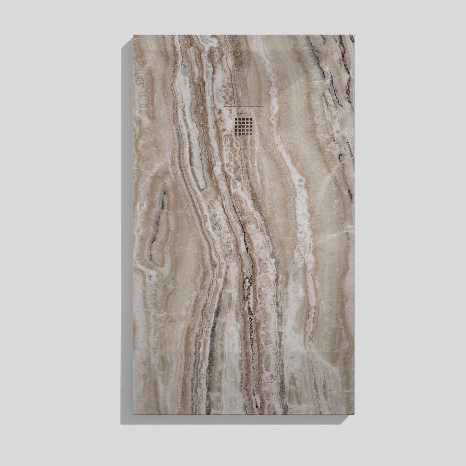 Plato De Ducha De Travertino Marrón Acabado Smooth Stone 3d Rejilla