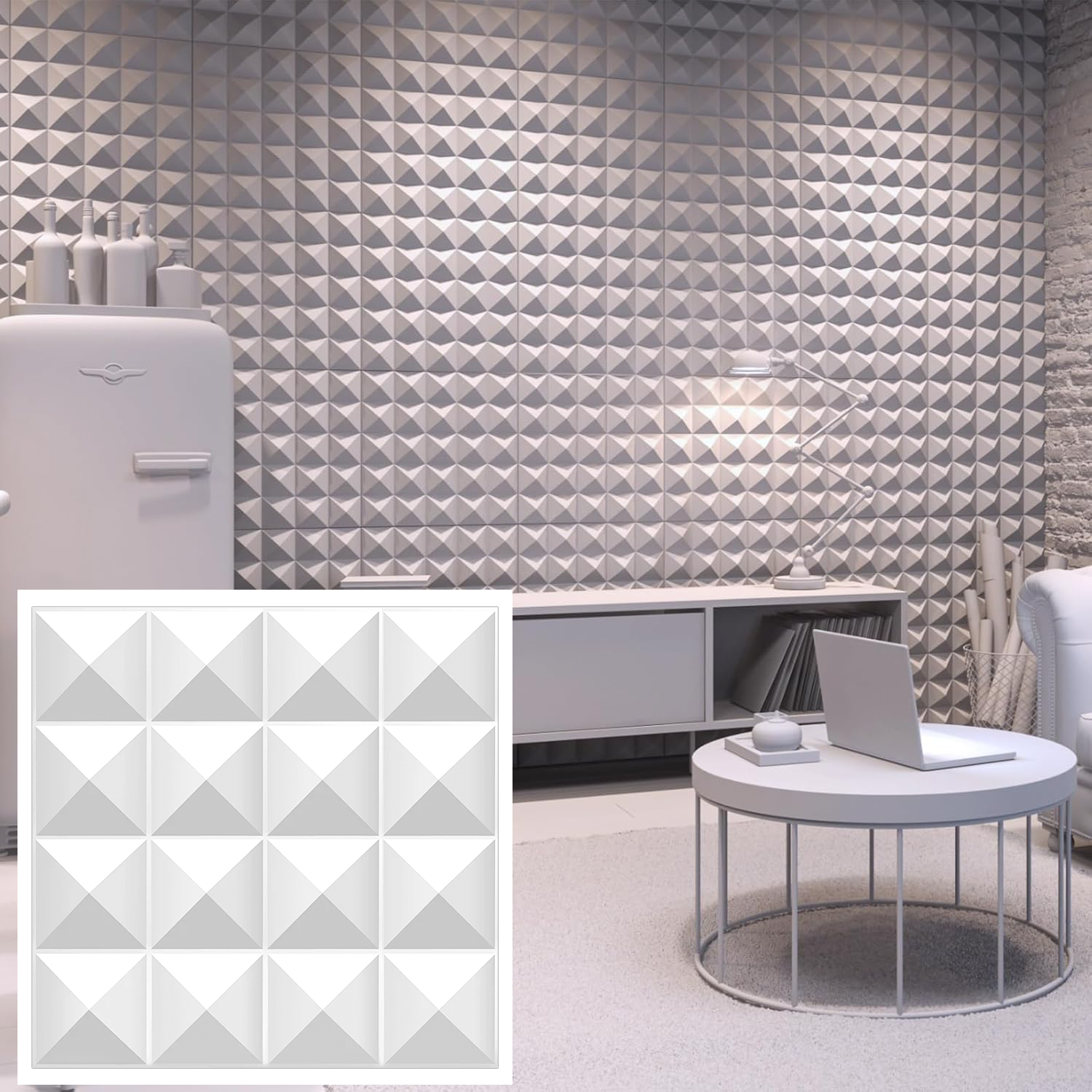 Lot de 15 panneaux muraux 3D, carreaux muraux en PVC imperméables ...