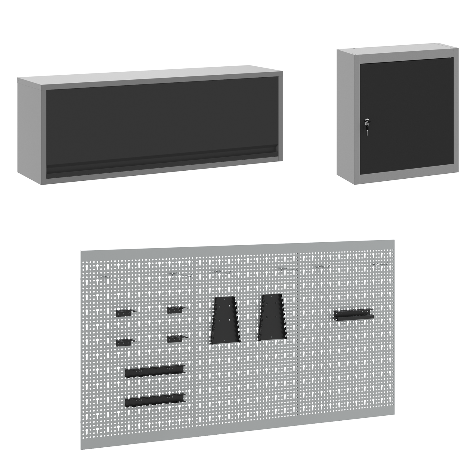 VidaXL Mueble de trabajo y panel perforado 8 piezas MDF y metal negro ...