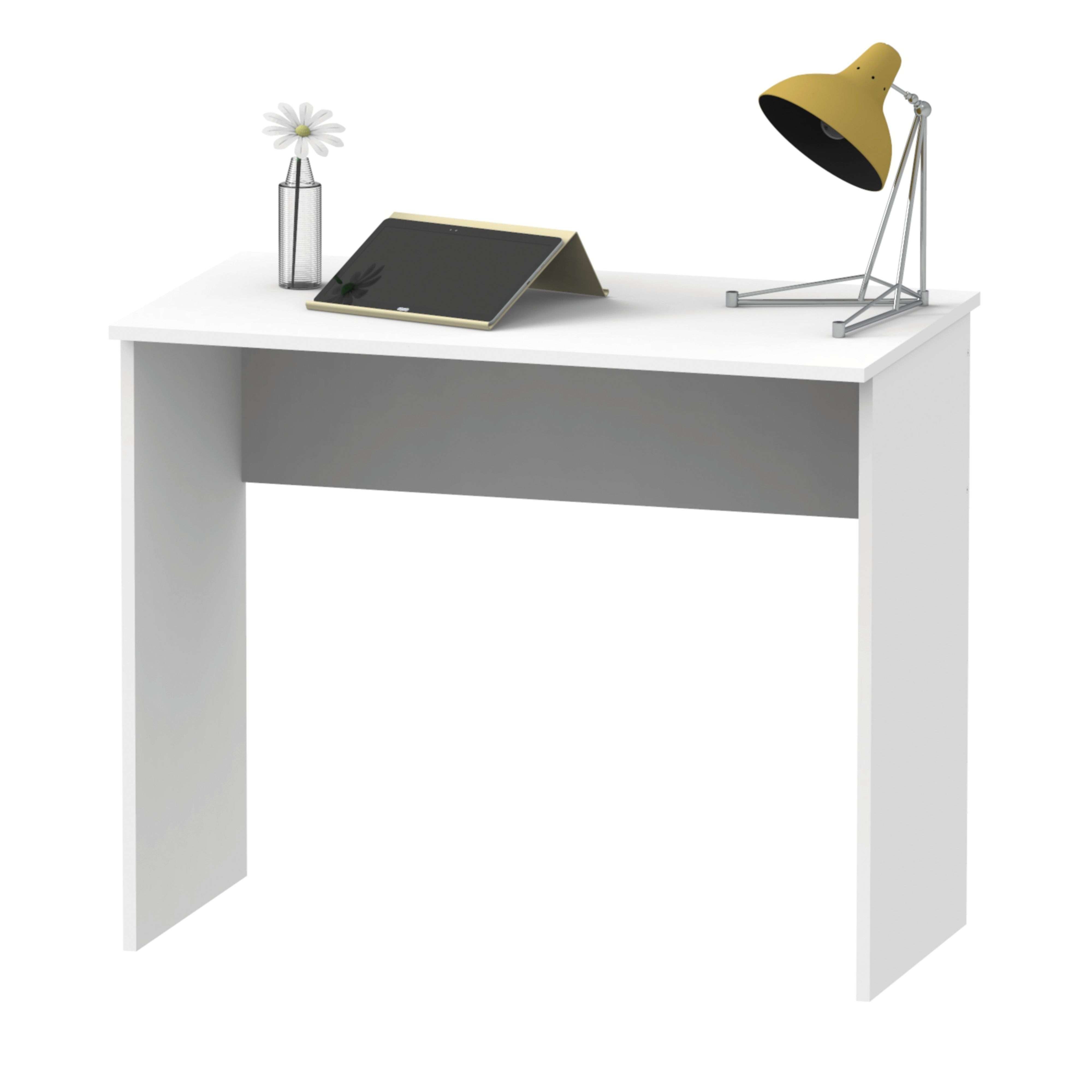 Bureau idéal pour étudier ou travailler, mélaminé blanc mat, 90 cm ...