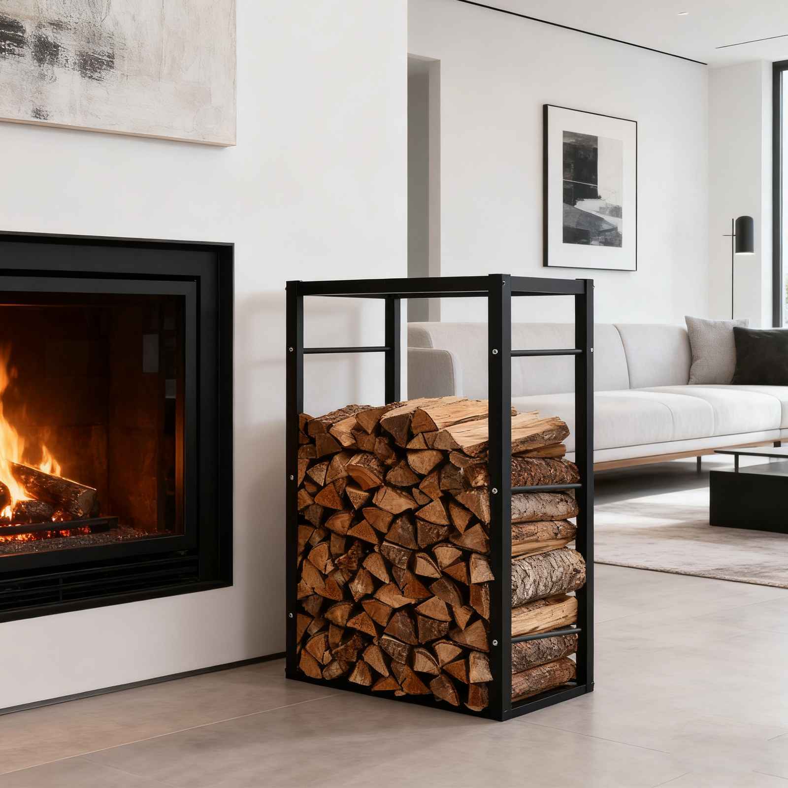 Soporte para Leña Robusto y Seguro para Chimenea - Estructura Metálica ...