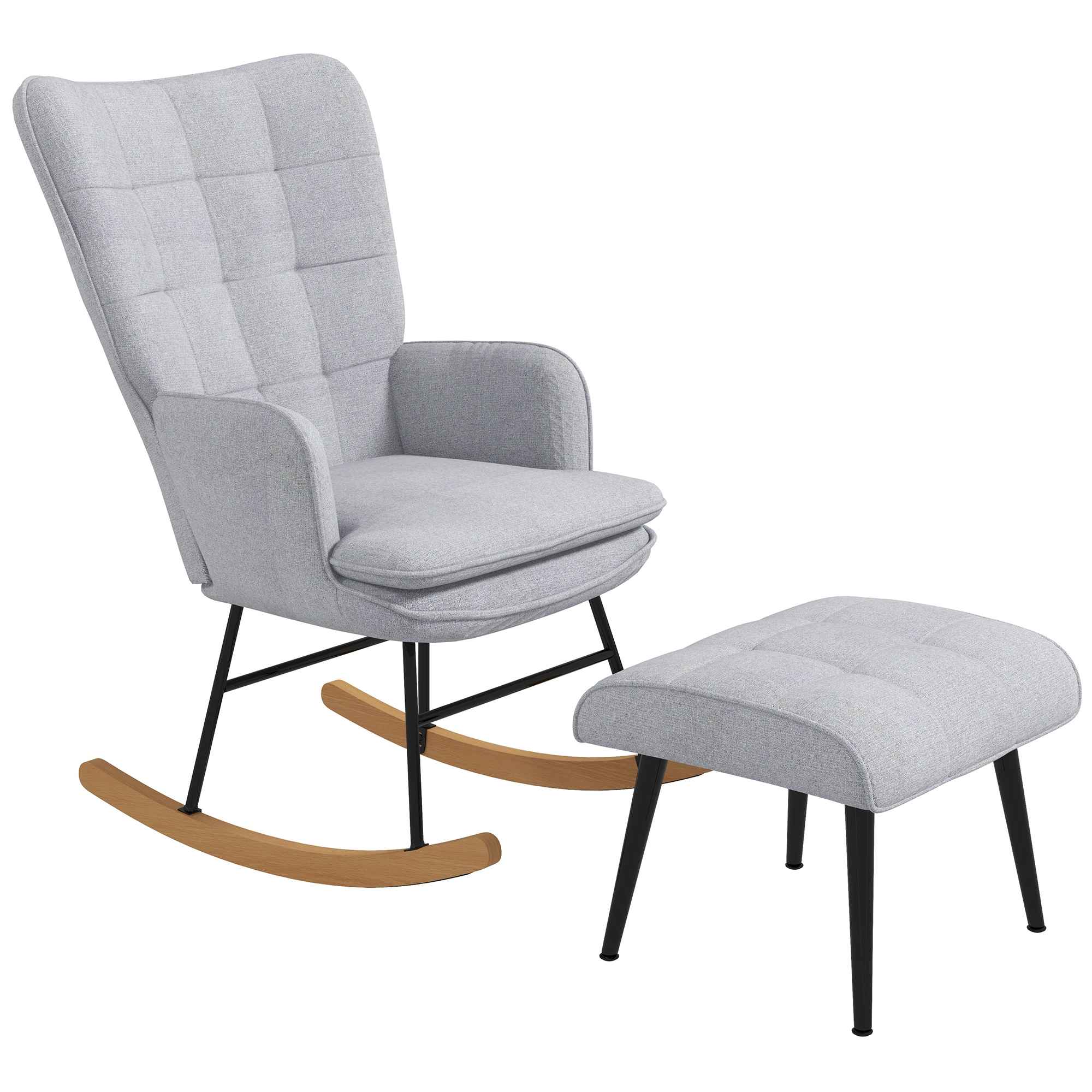 Fauteuil à bascule avec repose-pieds, dossier haut, accoudoirs, tissu ...