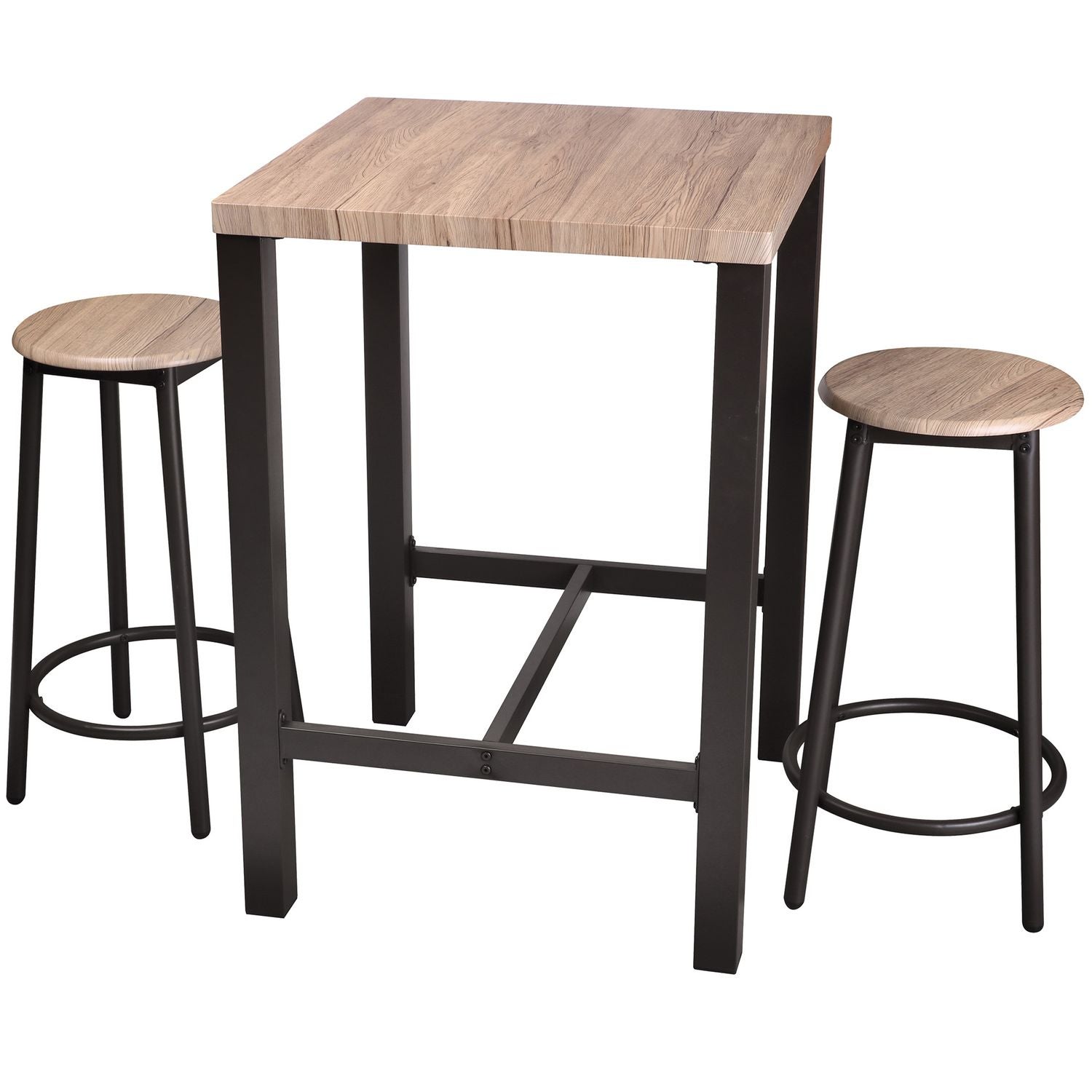 Table bar avec tabourets indus Dock - Noir | Leroy Merlin