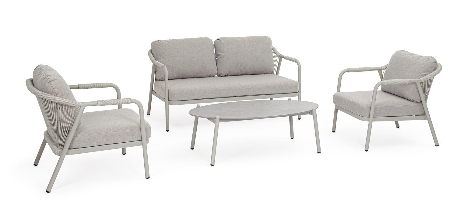 Salon d'extérieur "MIRAVET" saturn, structure en aluminium, tressage en ...