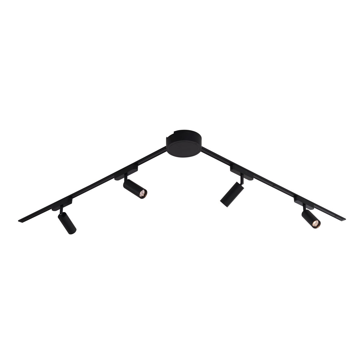 Système d'éclairage sur rail moderne avec 4 spots noirs monophasés ...