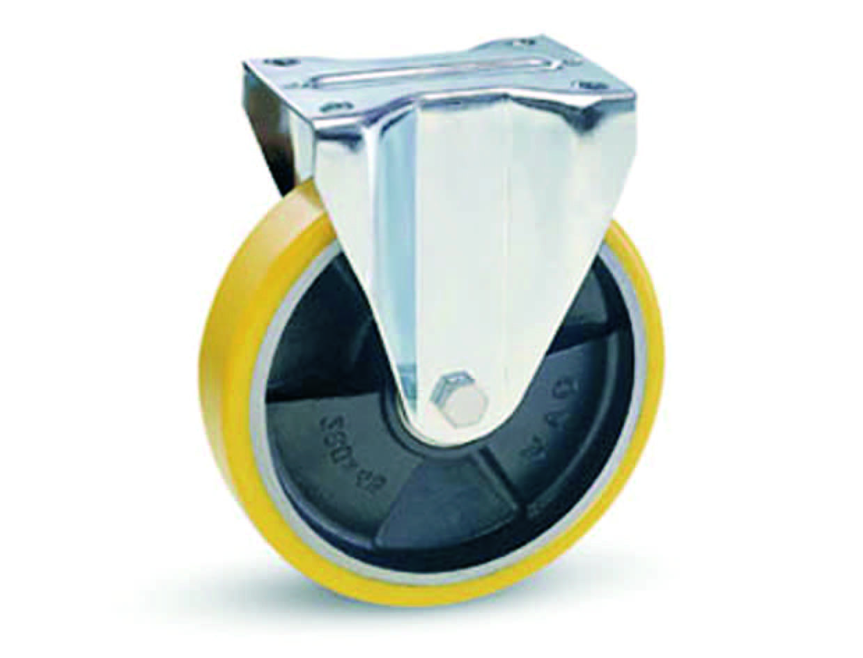 RUEDA HORQUILLA SOBRE PLATO 22A AVO A/ZINCR/POL.AMARILLO D/HIERRO ...