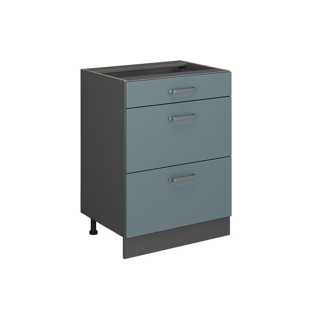 Vicco Meuble Cuisine R Line Bleu Grisanthracite 60 Cm Avec Tiroirs