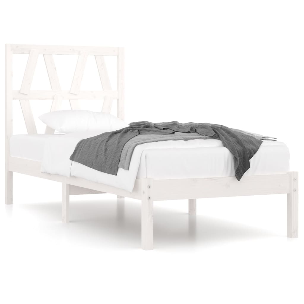 Lit simple | Lit adulte | Cadre de lit Blanc Bois de pin massif 90x190 ...