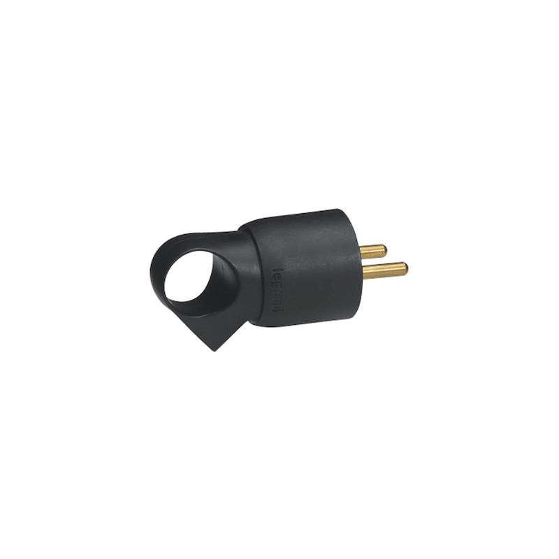 Fiche plastique avec anneau - 2P+T - 16A - Noir | Leroy Merlin