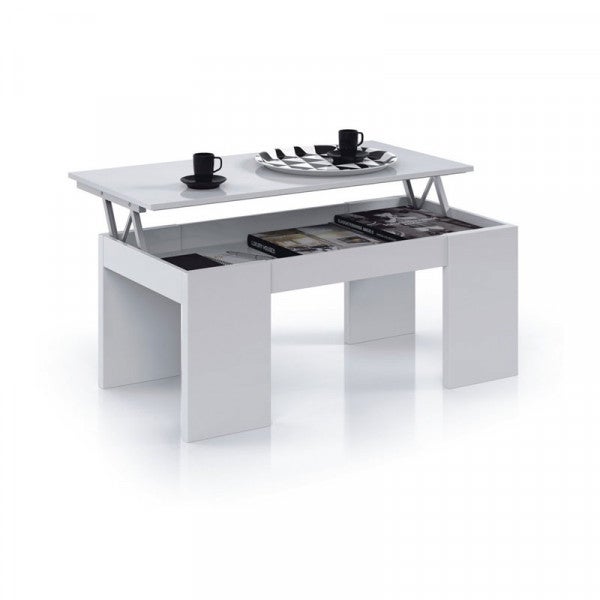 Table basse relevable Blanc brillant - OXNARD - L 100 x l 50 x H 43/54 cm | Leroy Merlin