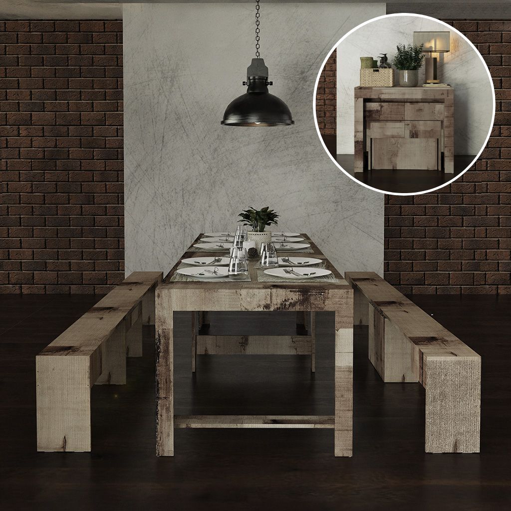 Tout en un ! Kit console avec 2 bancs avec support rallonge (ouverture ...