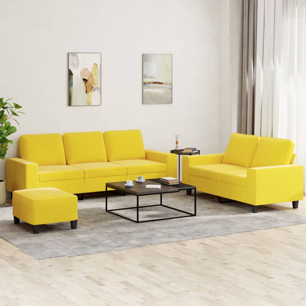 Ensemble de canapés 3 pcs，Sofa pour Salon jaune clair tissu CFW66368 ...