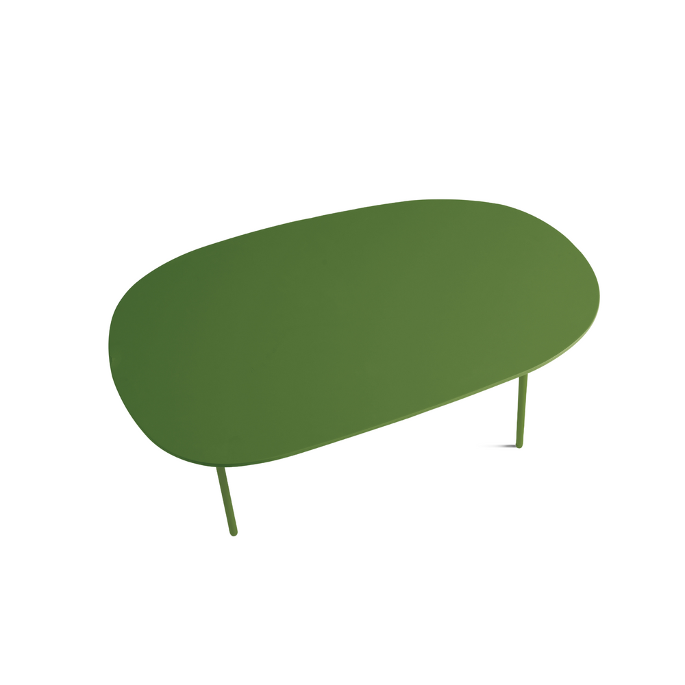 Table basse moderne avec plateau en forme de vert et pieds en métal ...