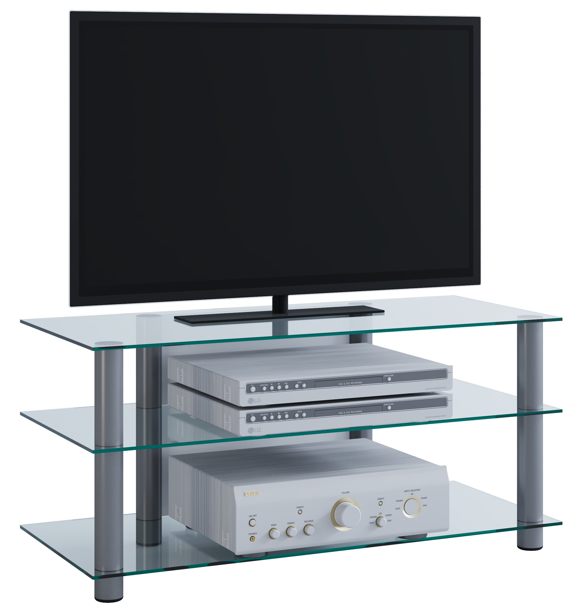 Mueble TV TV rack aluminio cristal Netasa | Leroy Merlin