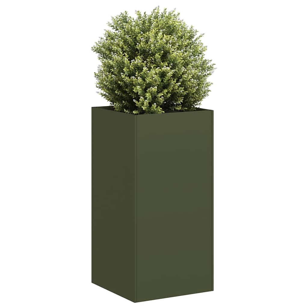 Jardinière，Pot de Fleurs vert olive 40x40x80 cm acier laminé à froid ...