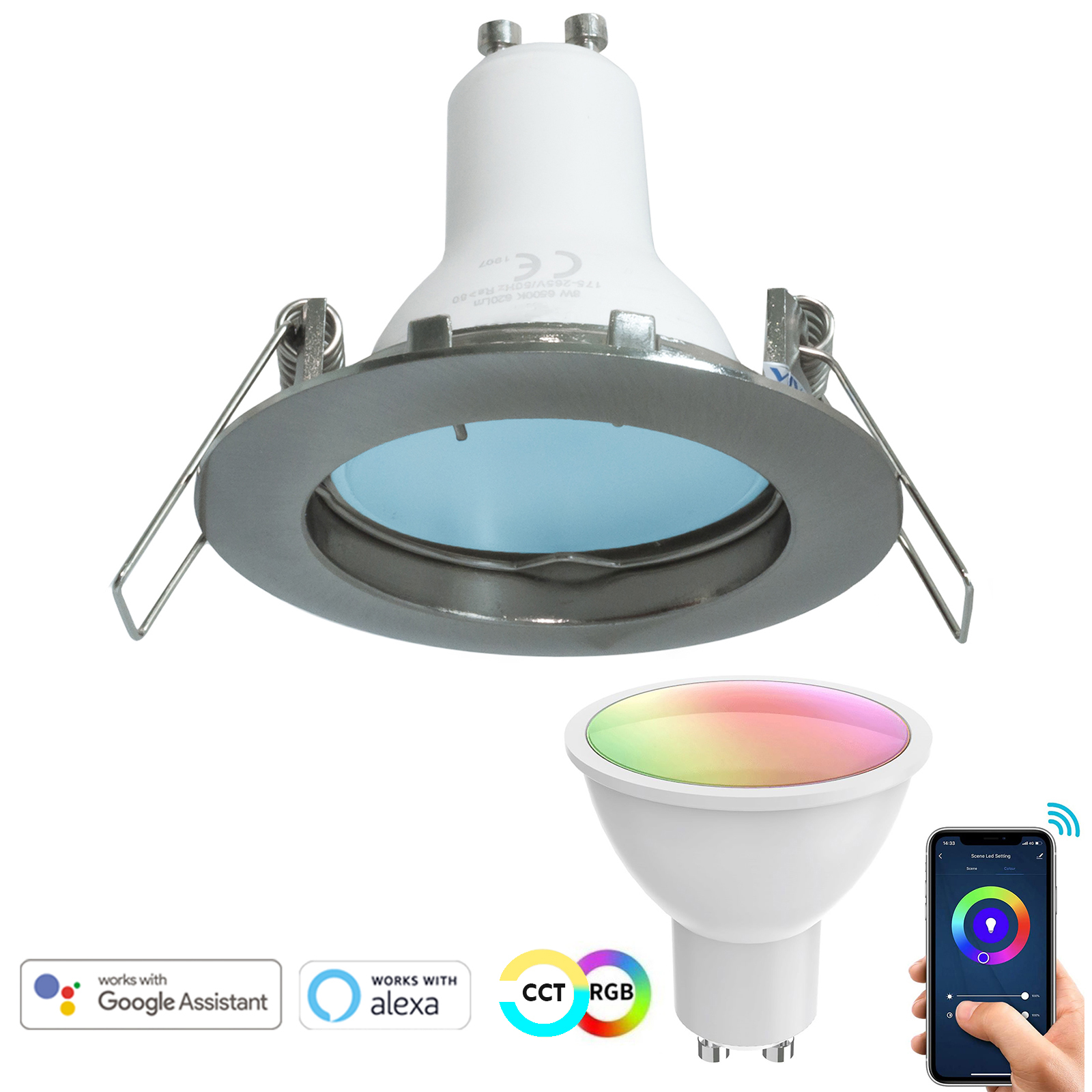 Lámpara de foco SMART Alexa Google empotrable 6cm LED luz 5W WiFi GU10 ...