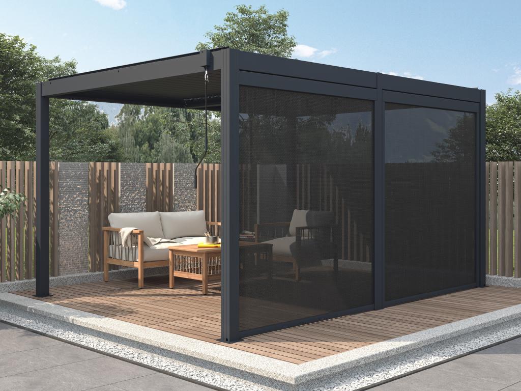 Cortina retráctil para pérgola bioclimática - L3,67 x Alt. 2,05 m ...