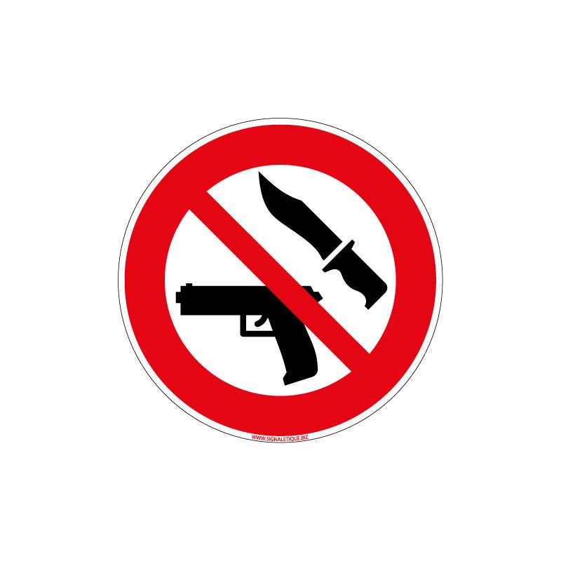 PANNEAU ARMES INTERDITES (D1216) Diamètre 250 mm Matière Aluminium ...