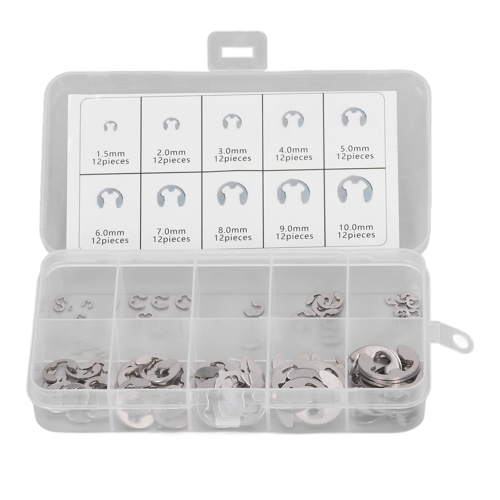 Lot de 120 bagues de retenue en acier inoxydable pour circlips E Clip, kit de roulements variés ...