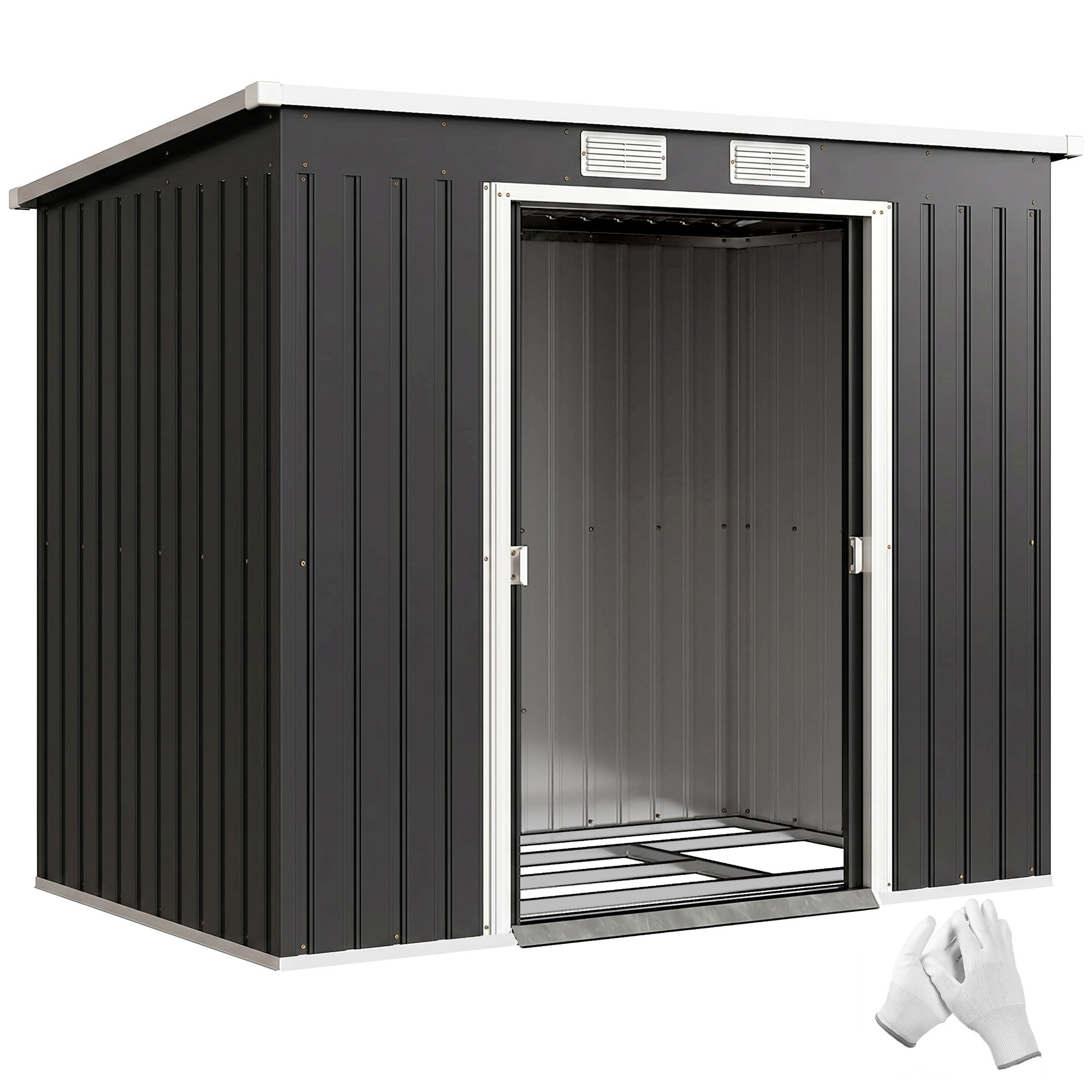 Cobertizo de Jardín Exterior 2,4 m² 213x130x172 cm con Puerta Corredera ...