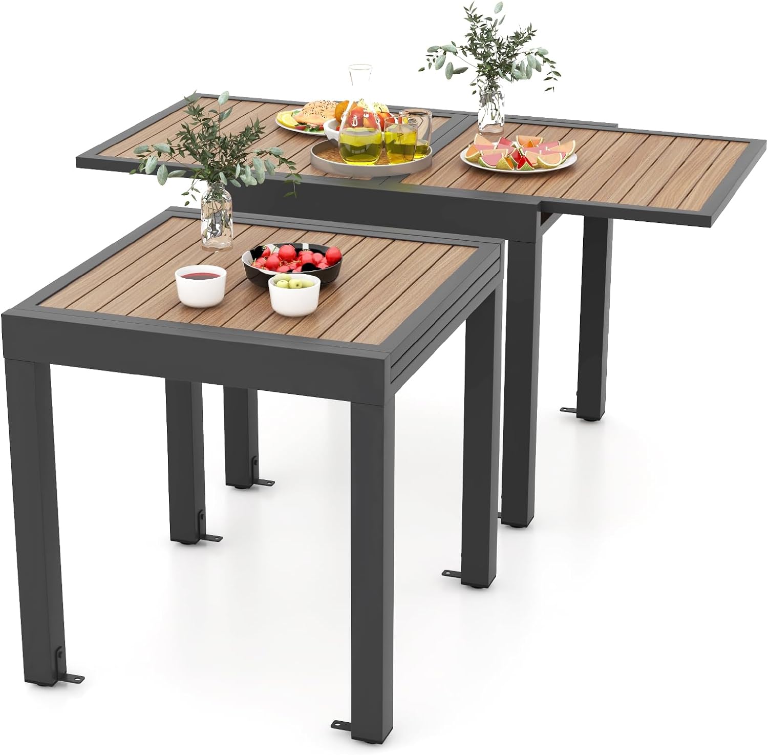 Table de Jardin Extensible en Aluminium Ajustable de 80 à 160 CM, Table ...