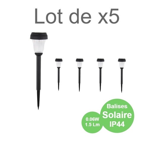 Pack de 5 Balizas LED solares Plutón 0,06W IP44 6400K | Leroy Merlin
