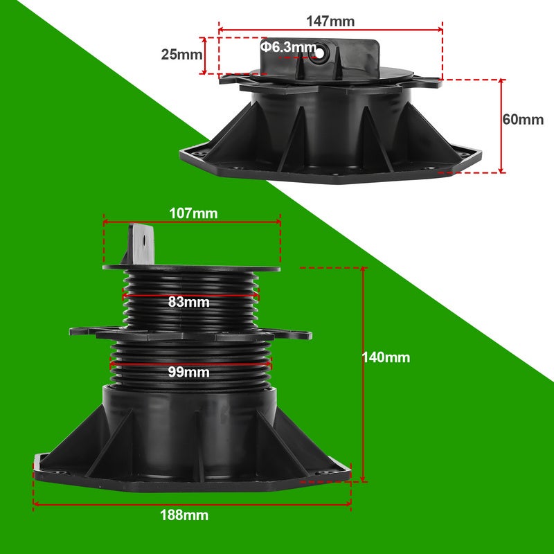 Plot réglable terrasse dalle 60 à 140 mm - Roulements pour lames de ...