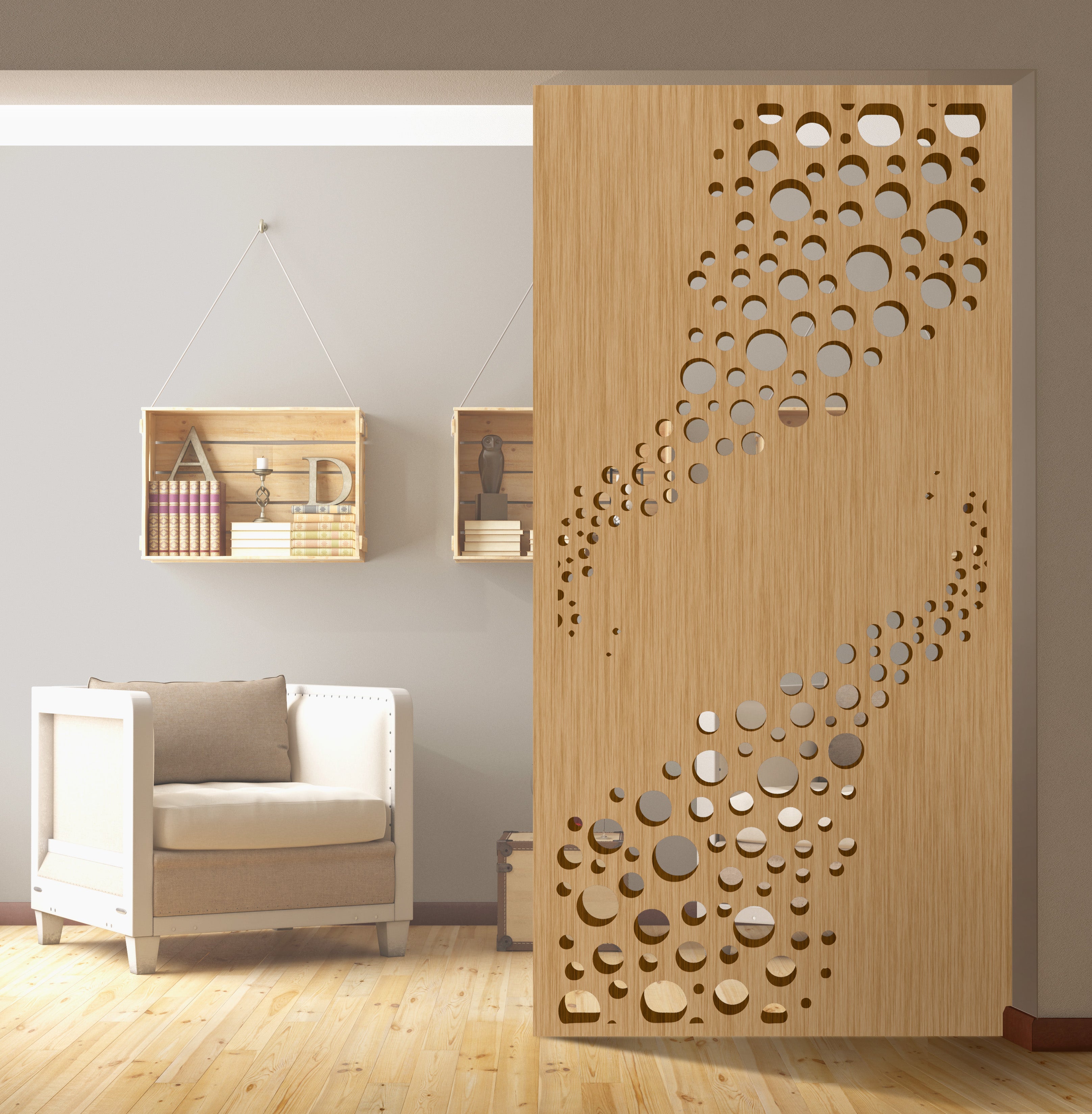 CLOISON DE SEPARATION BOIS TYPE Claustra décorative PLANETE chêne L.100 ...