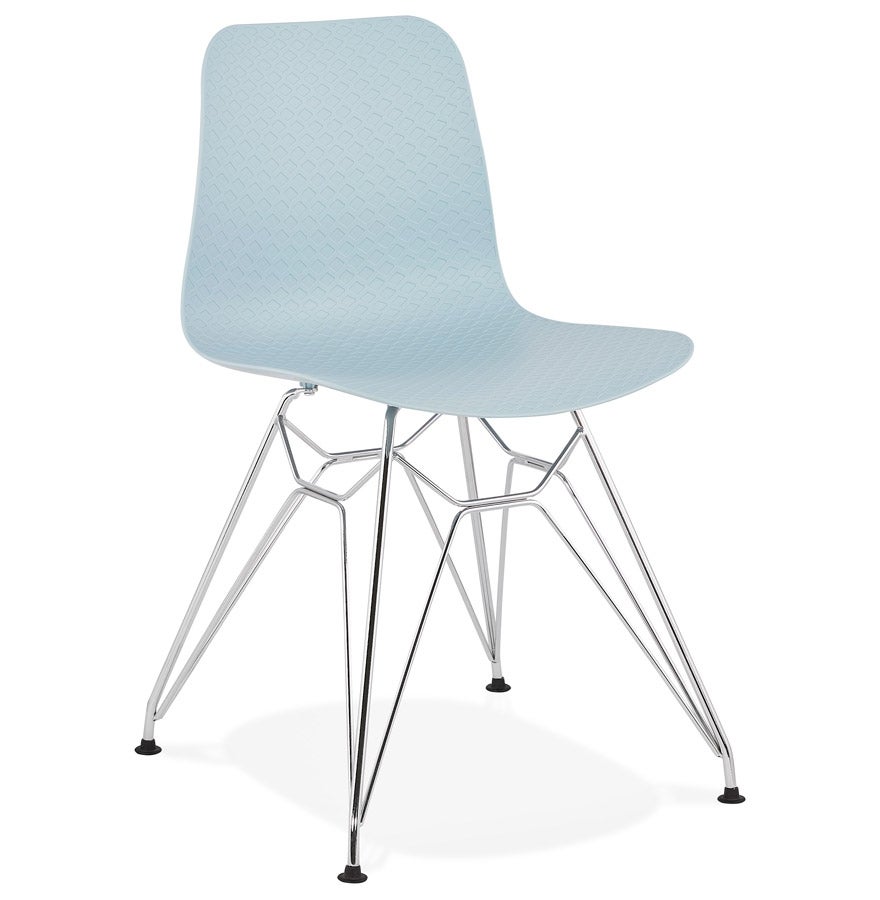 Chaise design 'GAUDY' bleue avec pied en métal chromé | Leroy Merlin